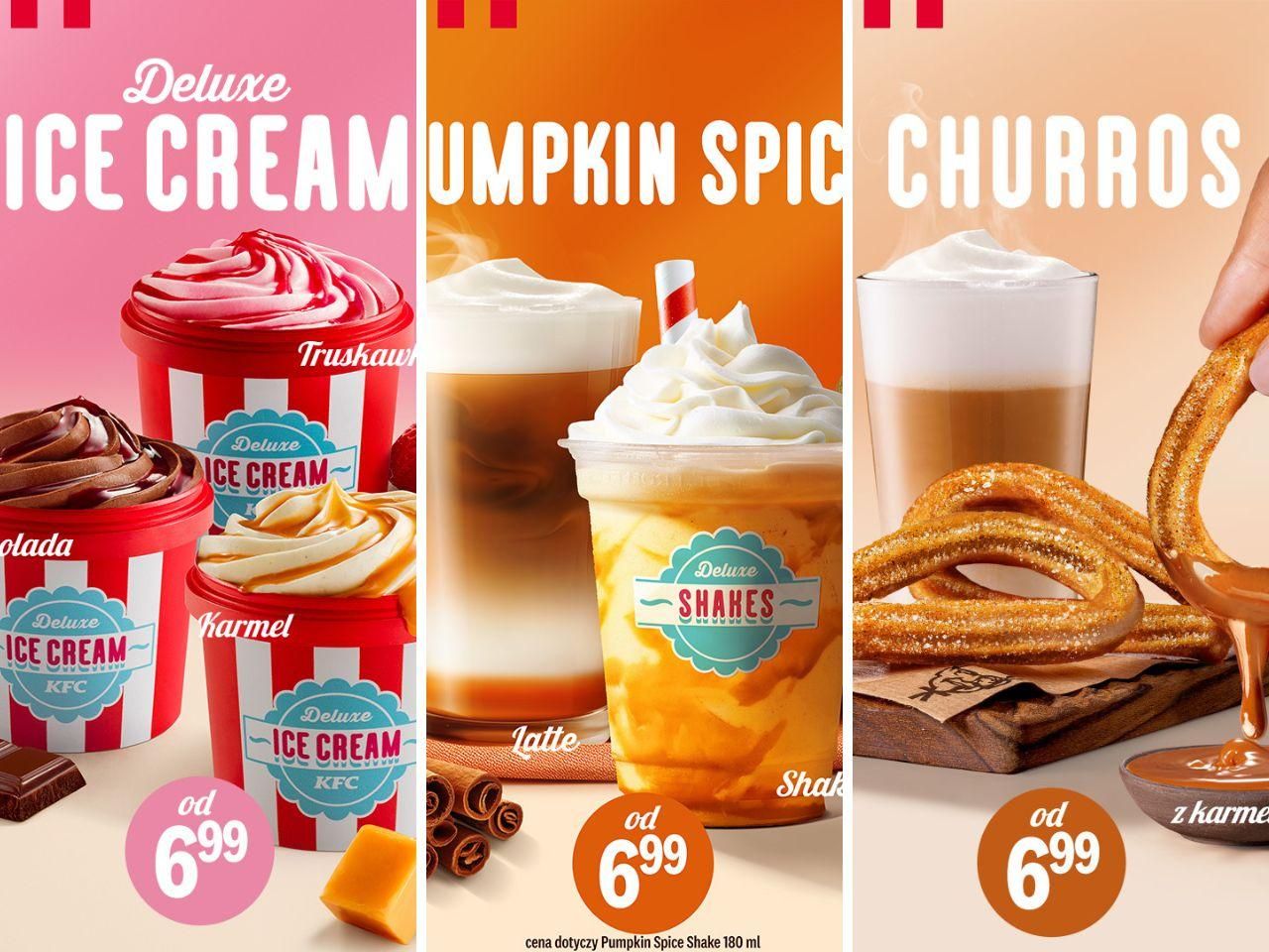 Nowe słodkości w KFC. Pumpkin Spice Latte & Shake, Churros i Deluxe Ice ...