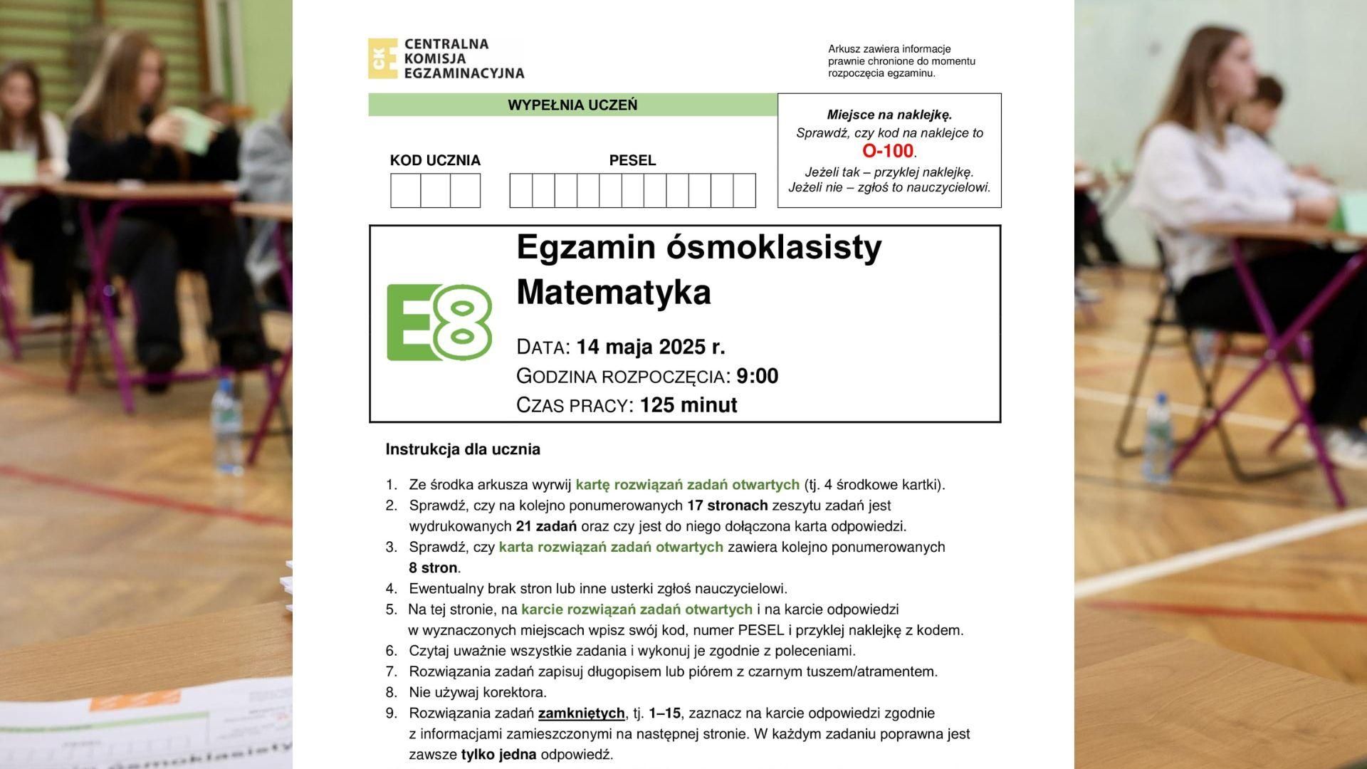 Egzamin ósmoklasisty matematyka 2025. PDF ODPOWIEDZI naniesione na arkusz CKE. Poprawne ...