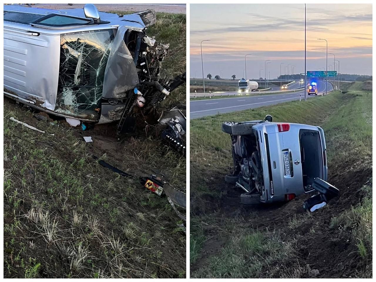 Wypadek na S61 w Konarzycach. Bus z czworgiem dzieci wypadł z drogi, 8 ...