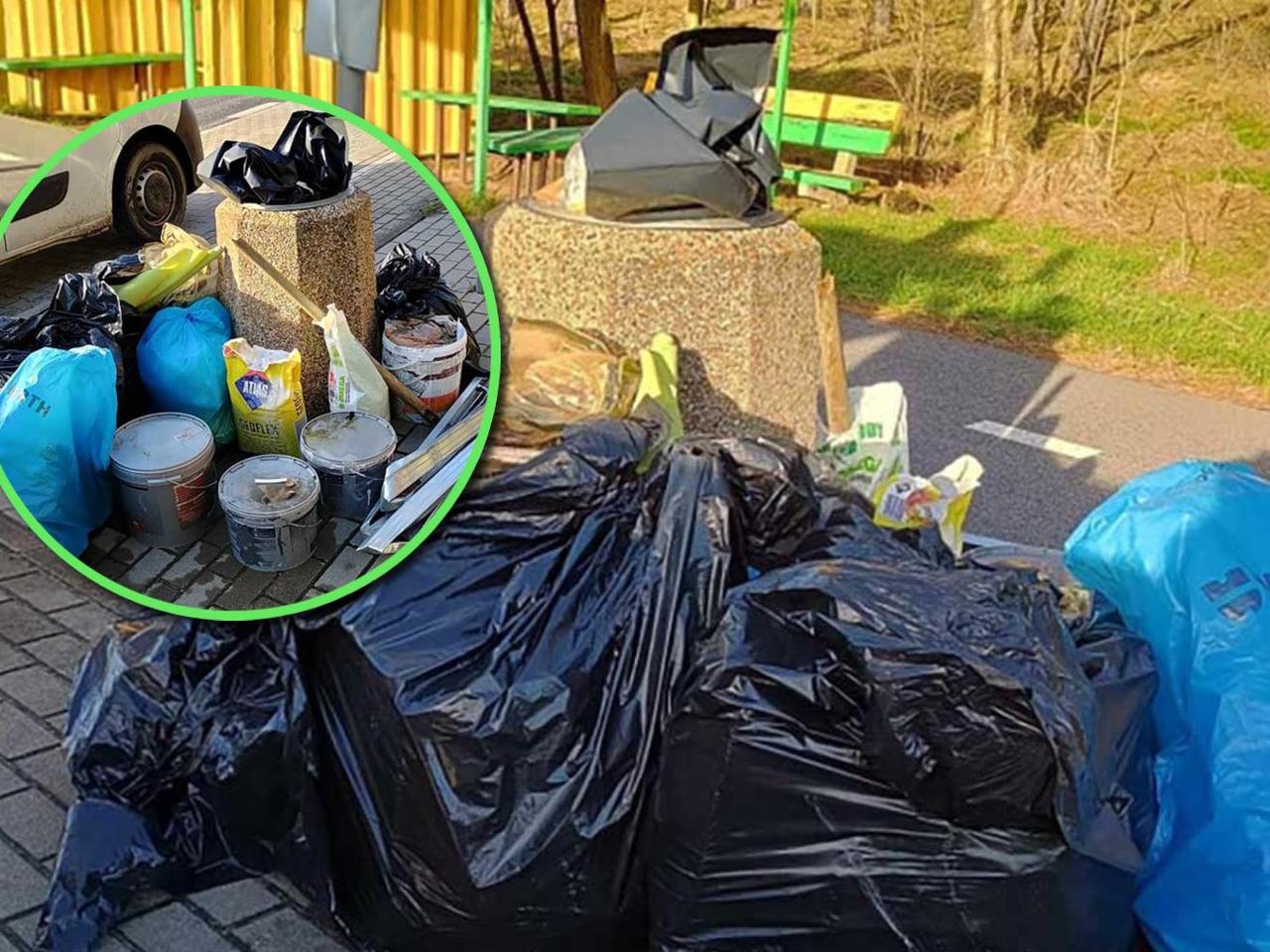 Co za brudas! Śmieci po remoncie wyrzucił na przystanku MZK w Zielonej ...