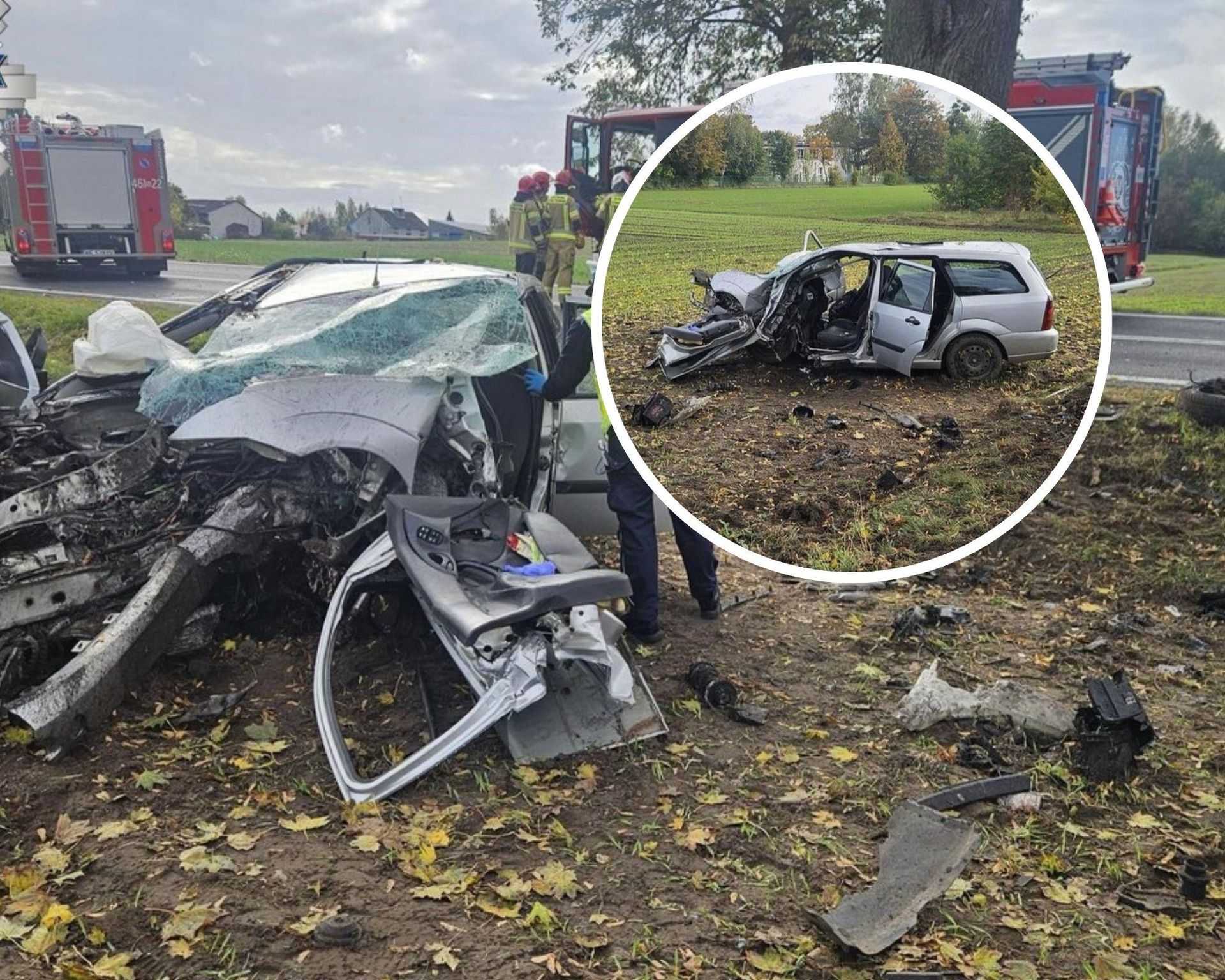 Dramatyczny wypadek pod Kozienicami. 32-latek z zakazem i dwoma promilami. Wjechał do rowu i ...