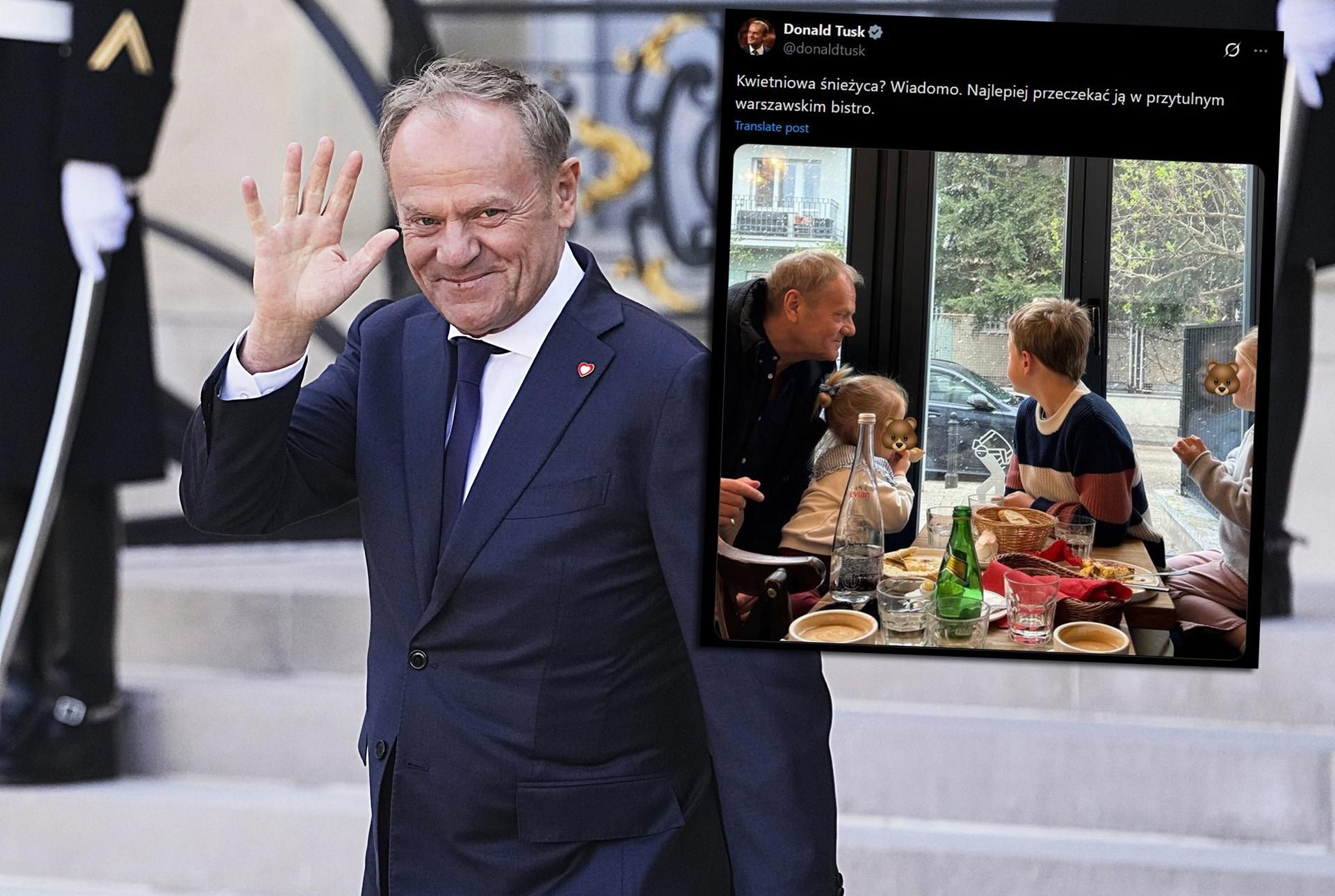 Donald Tusk na rodzinnym spacerze w Warszawie. Uwagę przykuwa luksusowa ...