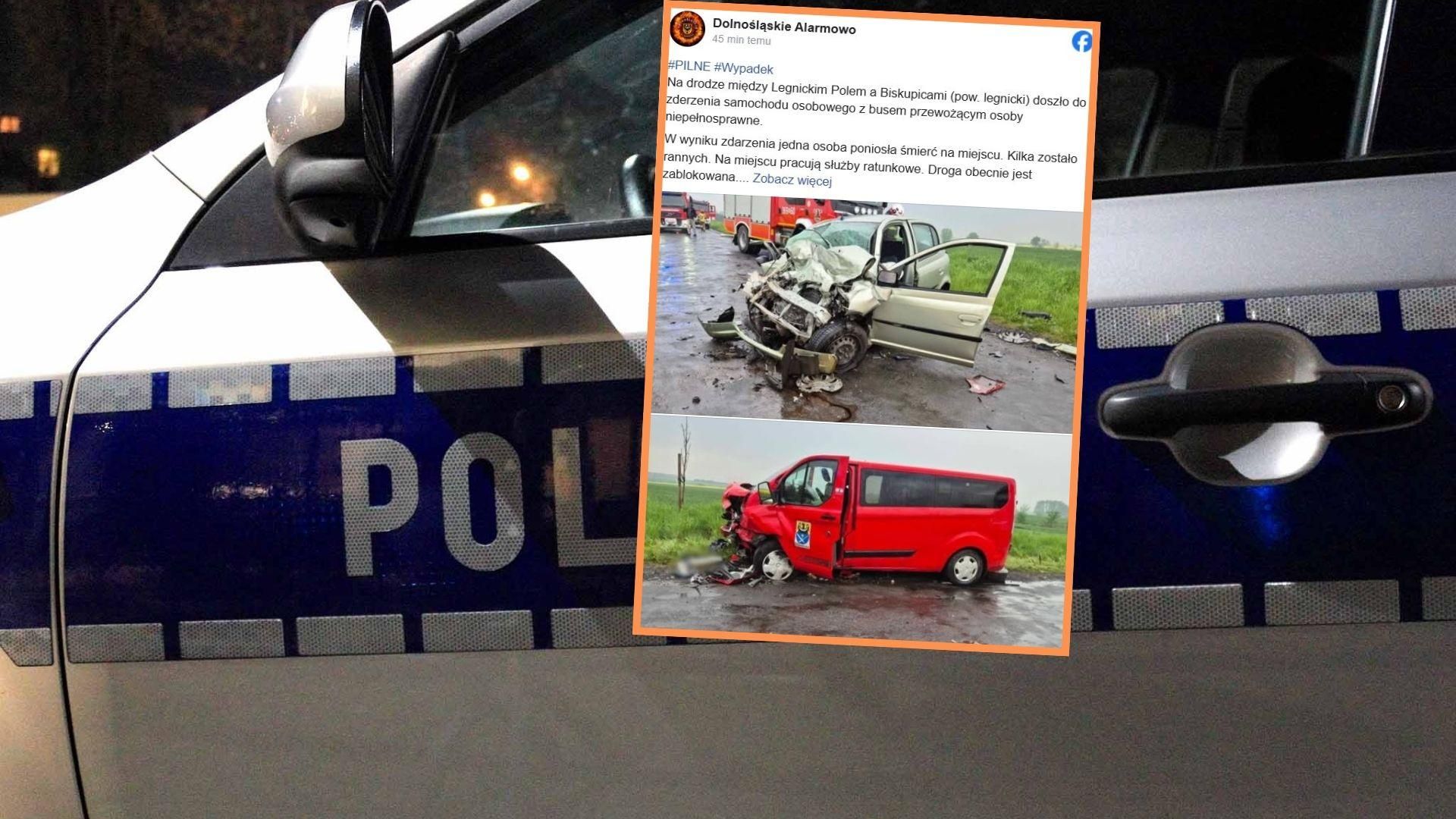 Śmiertelny wypadek pod Legnicą. Kobieta zginęła po zderzeniu z busem szkolnym - Wrocław Radio ESKA