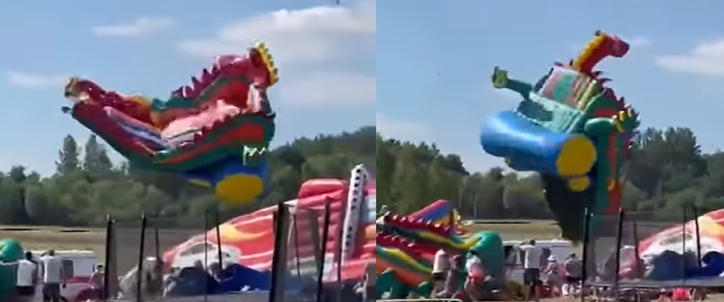 Sceny jak z HORRORU: Dmuchany zamek z dziećmi wystrzelił w niebo! Są ...