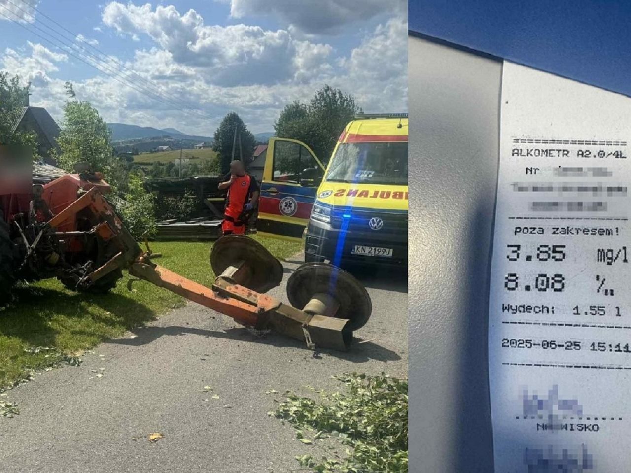 Małopolska. Pijany jak bela 48-latek uderzył ursusem w drzewo i staranował szopę. Miał 8 promili ...