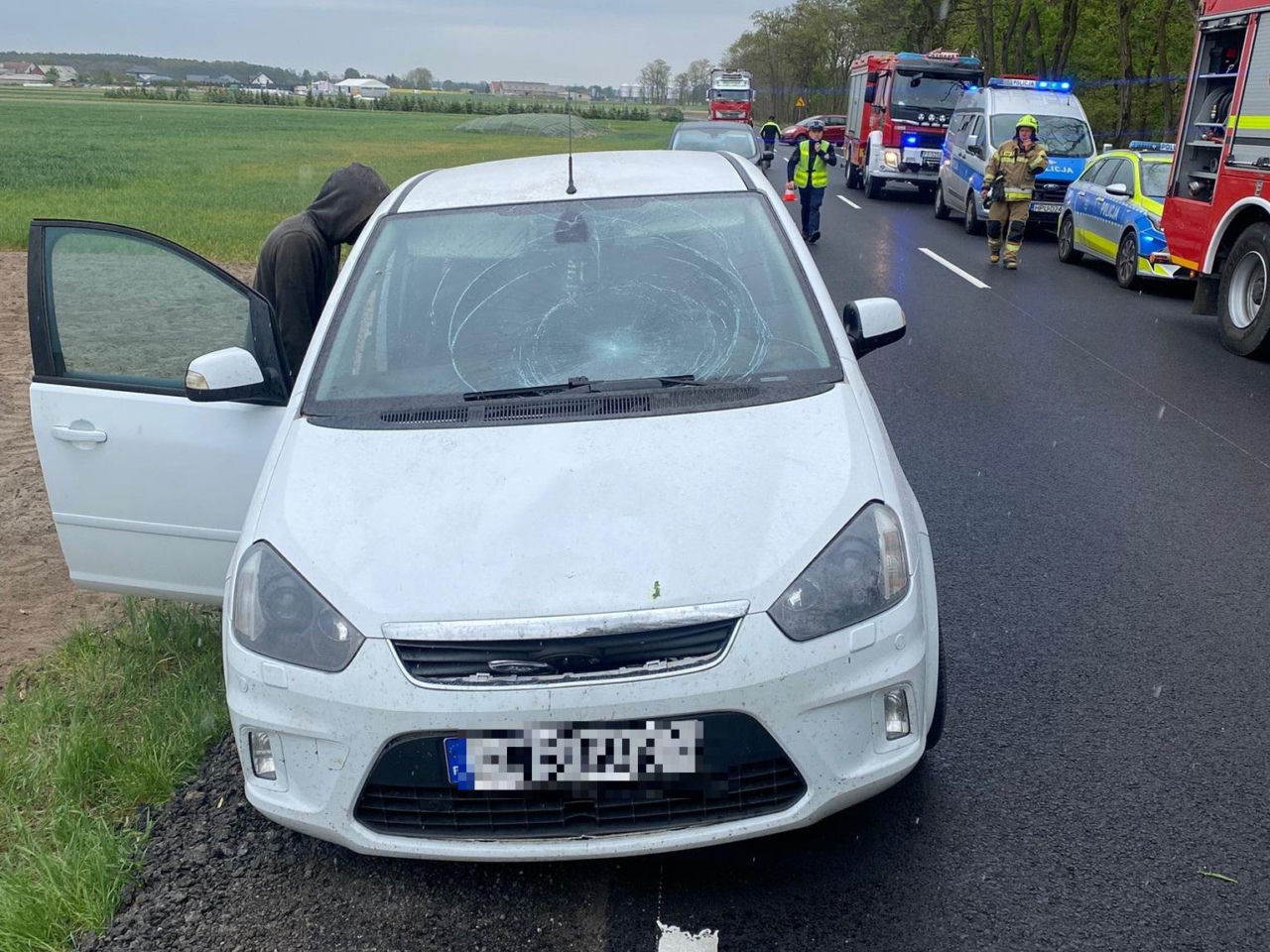Wypadek w Potrzebowie niedaleko Leszna. Kierowca osobówki potrącił ...